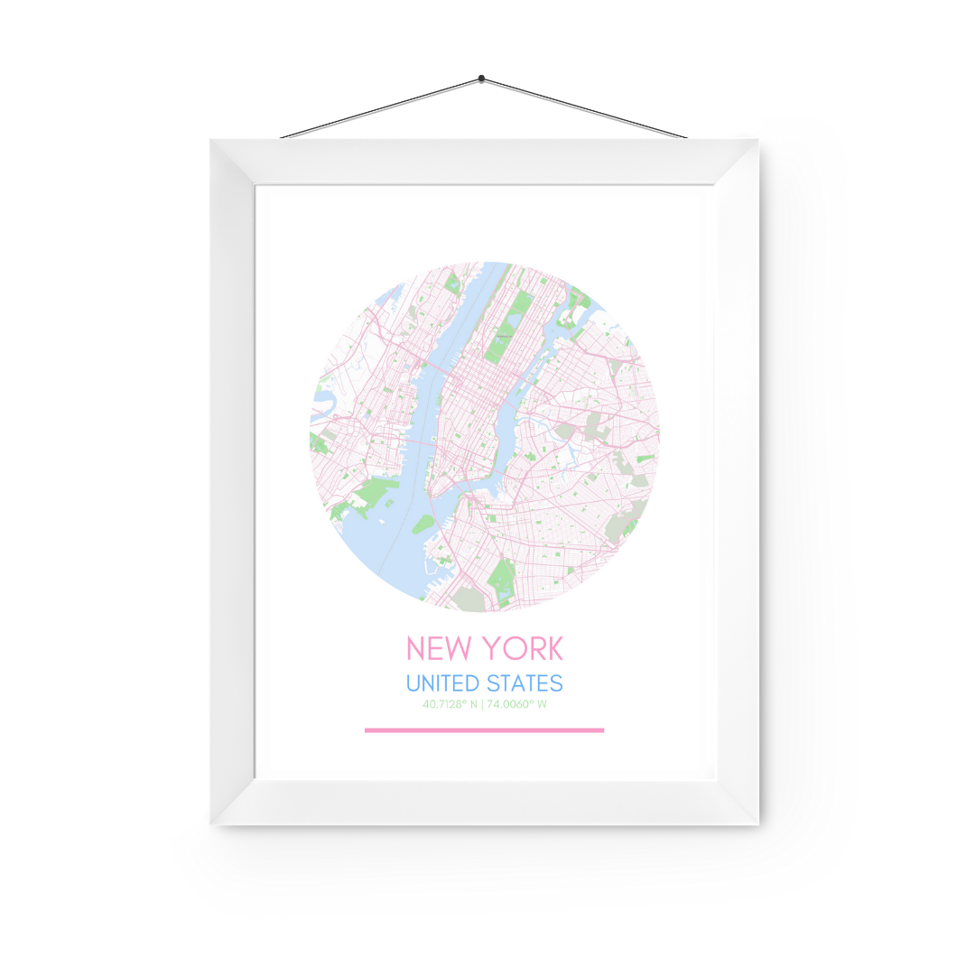 New York City Map Print | Poster City Map | Home Decor | 16 Designs Av ...