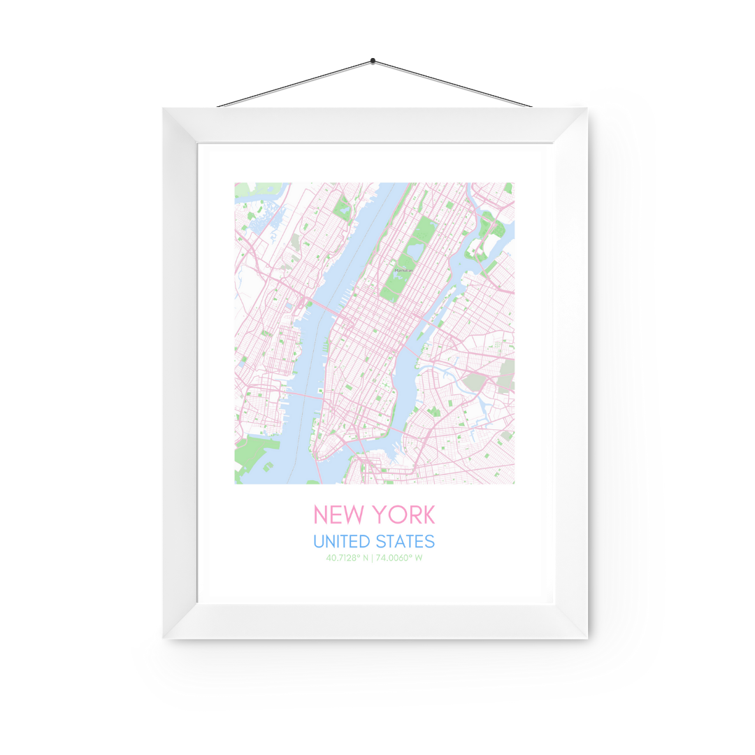 New York City Map Print | Poster City Map | Home Decor | 16 Designs Av ...